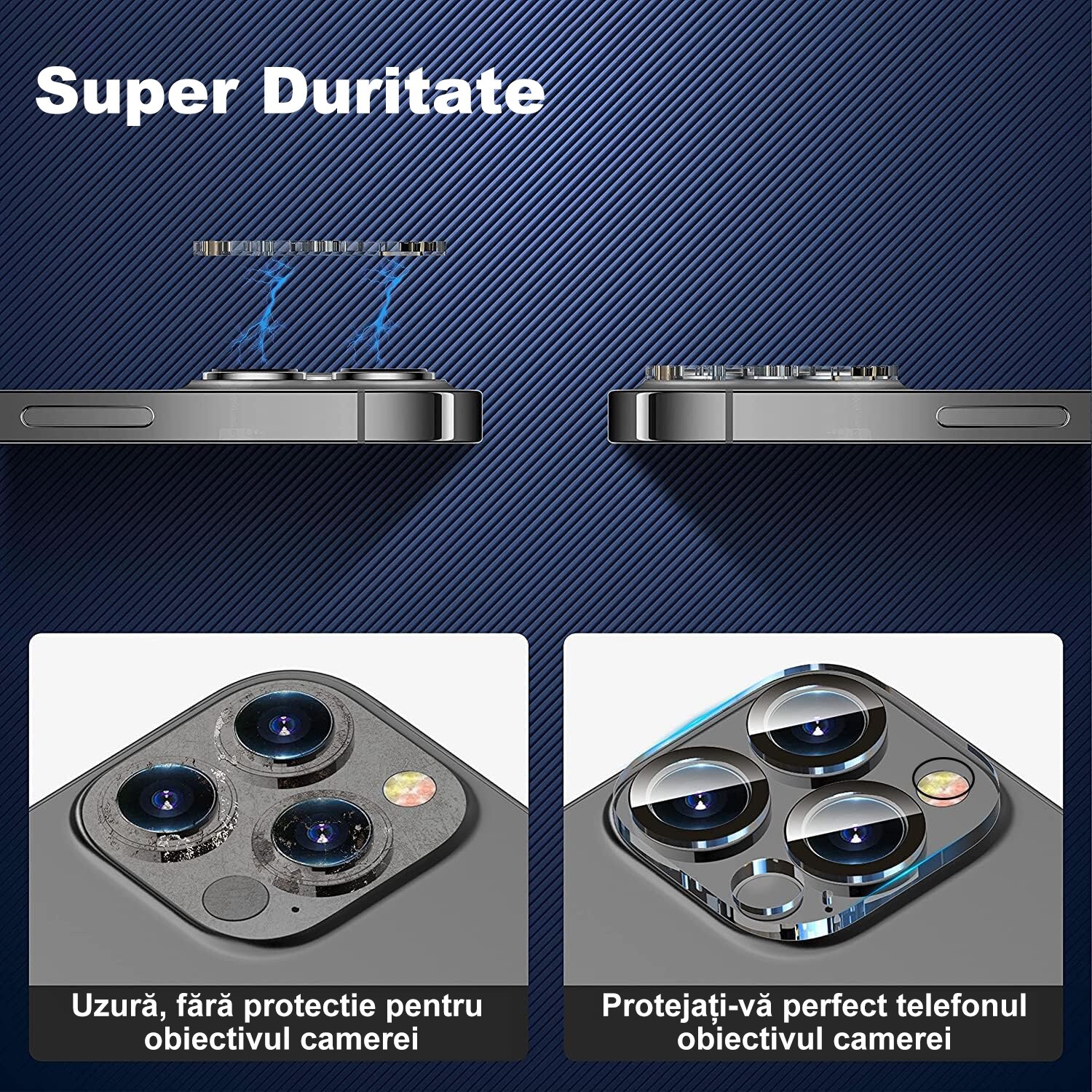 Folie protectie camera spate, compatibila iPhone 16 Pro/16 Pro Max ...