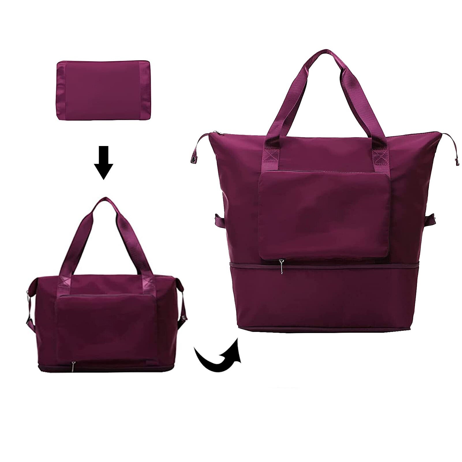 Geanta de voiaj pliabila, violet, 35L, material textil impermeabil ...