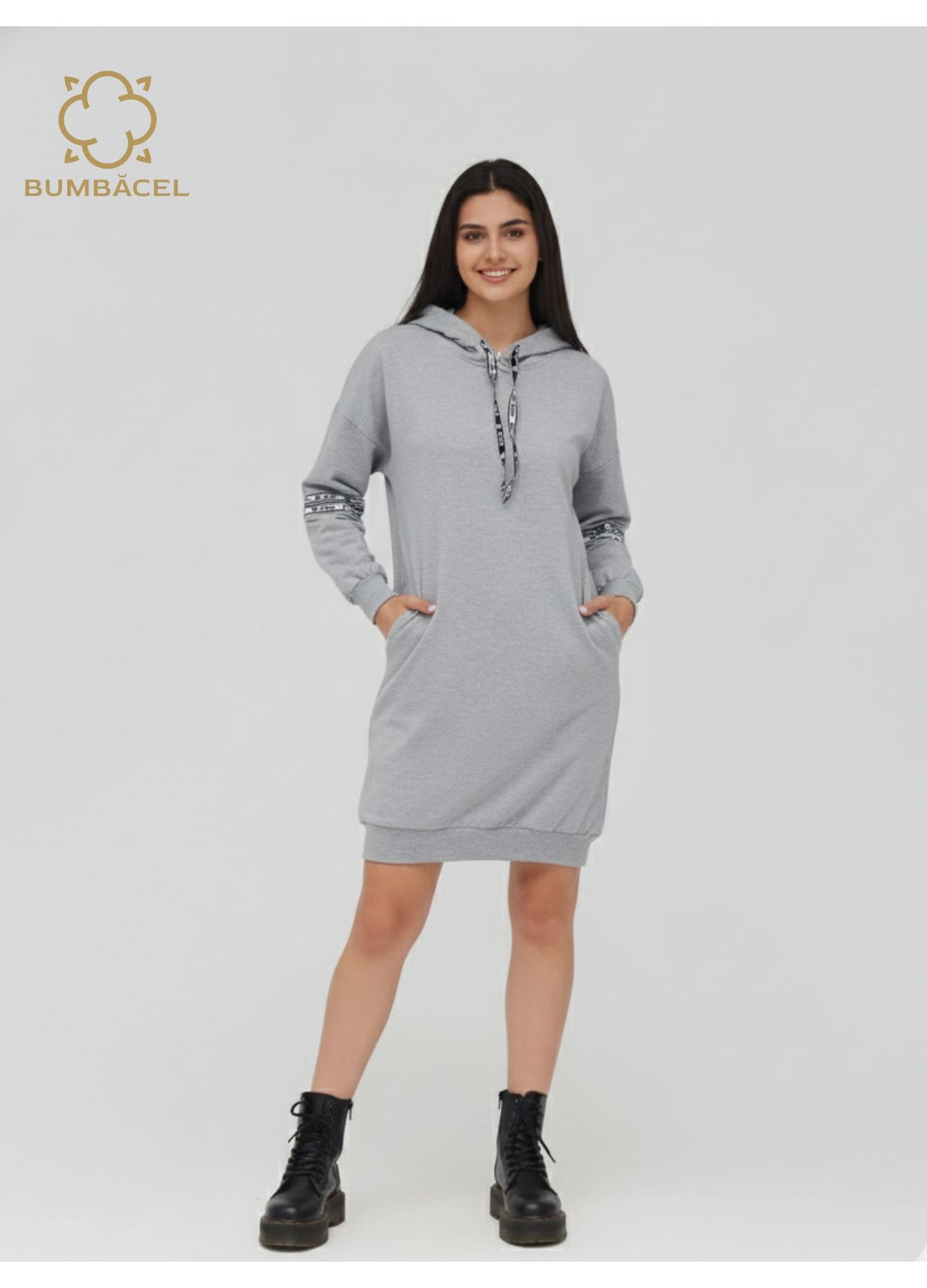 Rochie tip Hanorac, Bumbacel, Gri, S - eMAG.ro