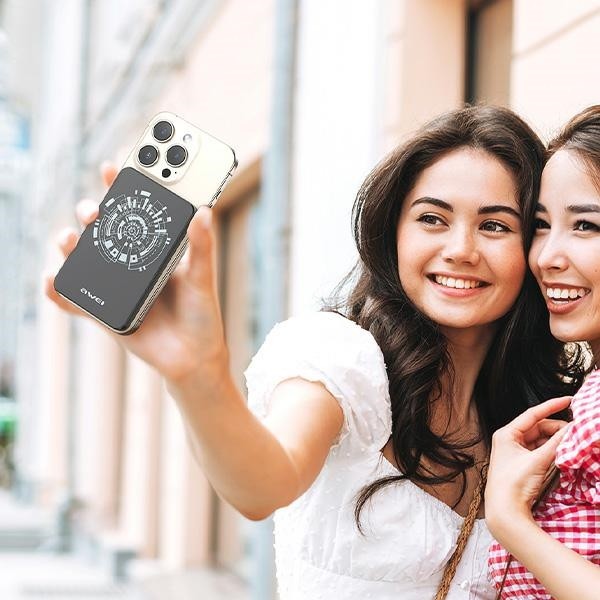 Powerbank AWEI P112K, 5000mAh, безжична, 102.8x65.8x8.8mm - eMAG.bg