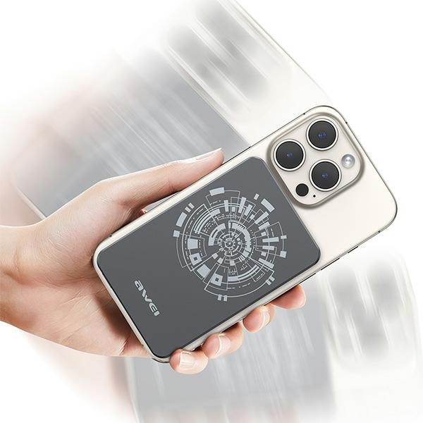 Powerbank AWEI P112K, 5000mAh, безжична, 102.8x65.8x8.8mm - eMAG.bg