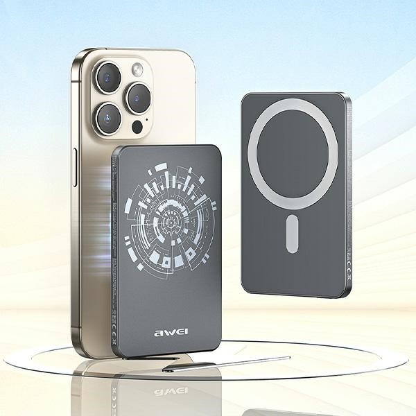 Powerbank AWEI P112K, 5000mAh, безжична, 102.8x65.8x8.8mm - eMAG.bg