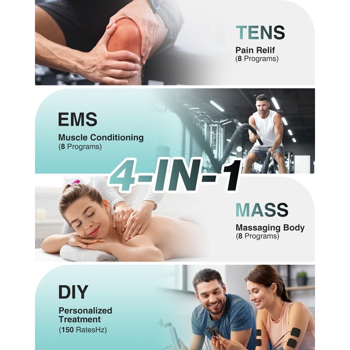 Масажор за електростимулация физиотерапия，shijooe®，4 в 1 Tens Ems