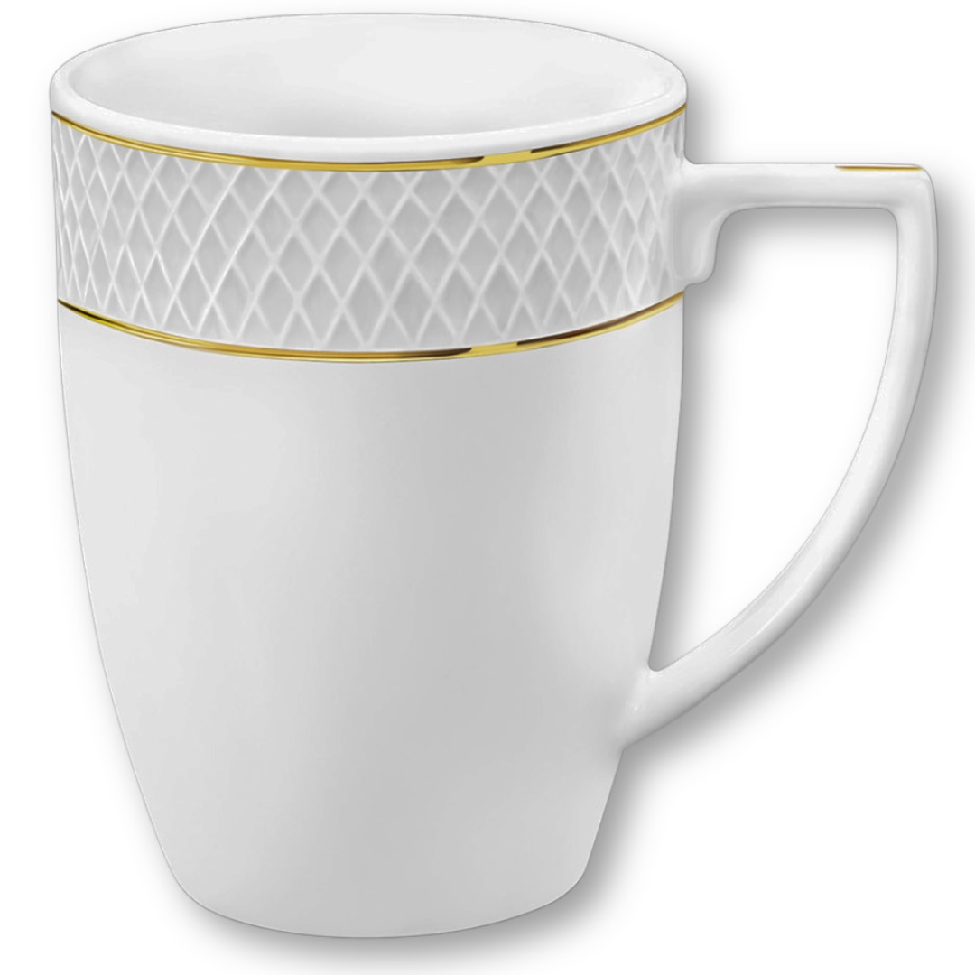 Cana ceai/cafea, mare, portelan, lux, margine aurie, 450 ml, Wilmax ...