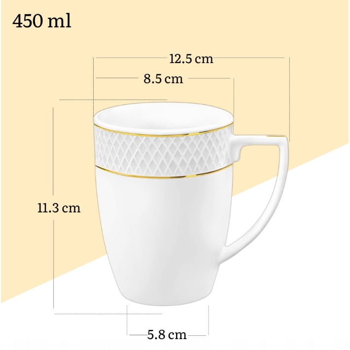 Cana ceai/cafea, mare, portelan, lux, margine aurie, 450 ml, Wilmax ...