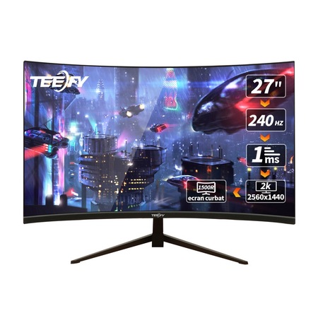 Monitor Gaming Teefy, 27", VA, 2K, HDMI, DisplayPort, Curbat 1500R, 240Hz, Negru - eMAG.ro