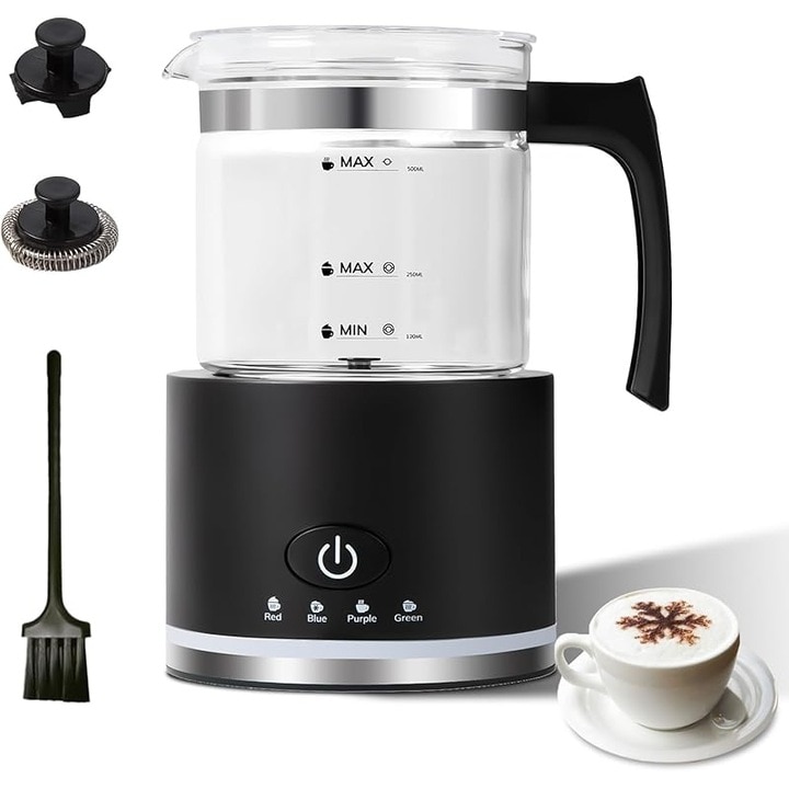 Aparat spuma lapte 4 in 1 pentru cafea tip Milk Frother alb, spuma ...