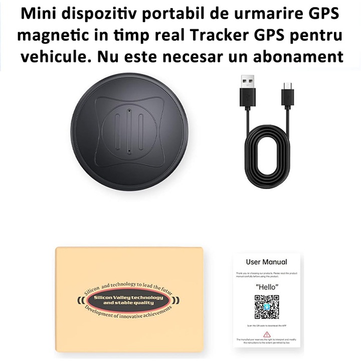 GPS Tracker, pentru localizare autoturism, cu magnet puternic ...