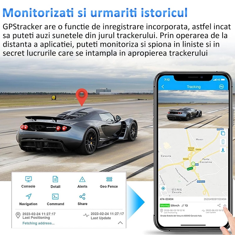 GPS Tracker, pentru localizare autoturism, cu magnet puternic ...