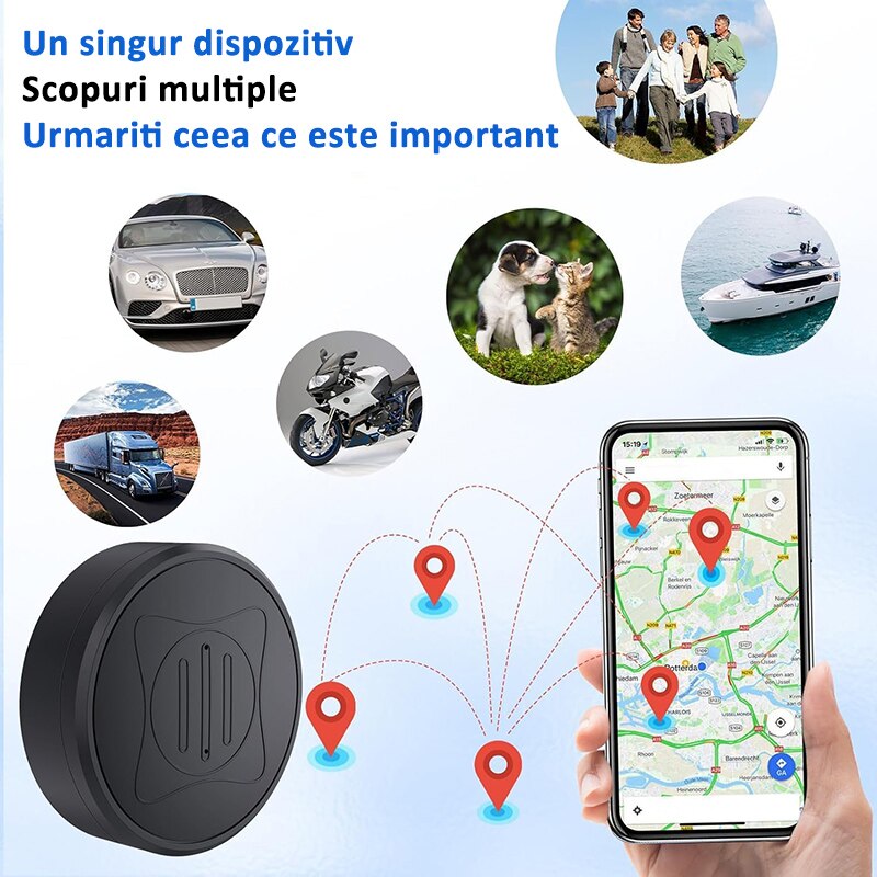 GPS Tracker, pentru localizare autoturism, cu magnet puternic ...