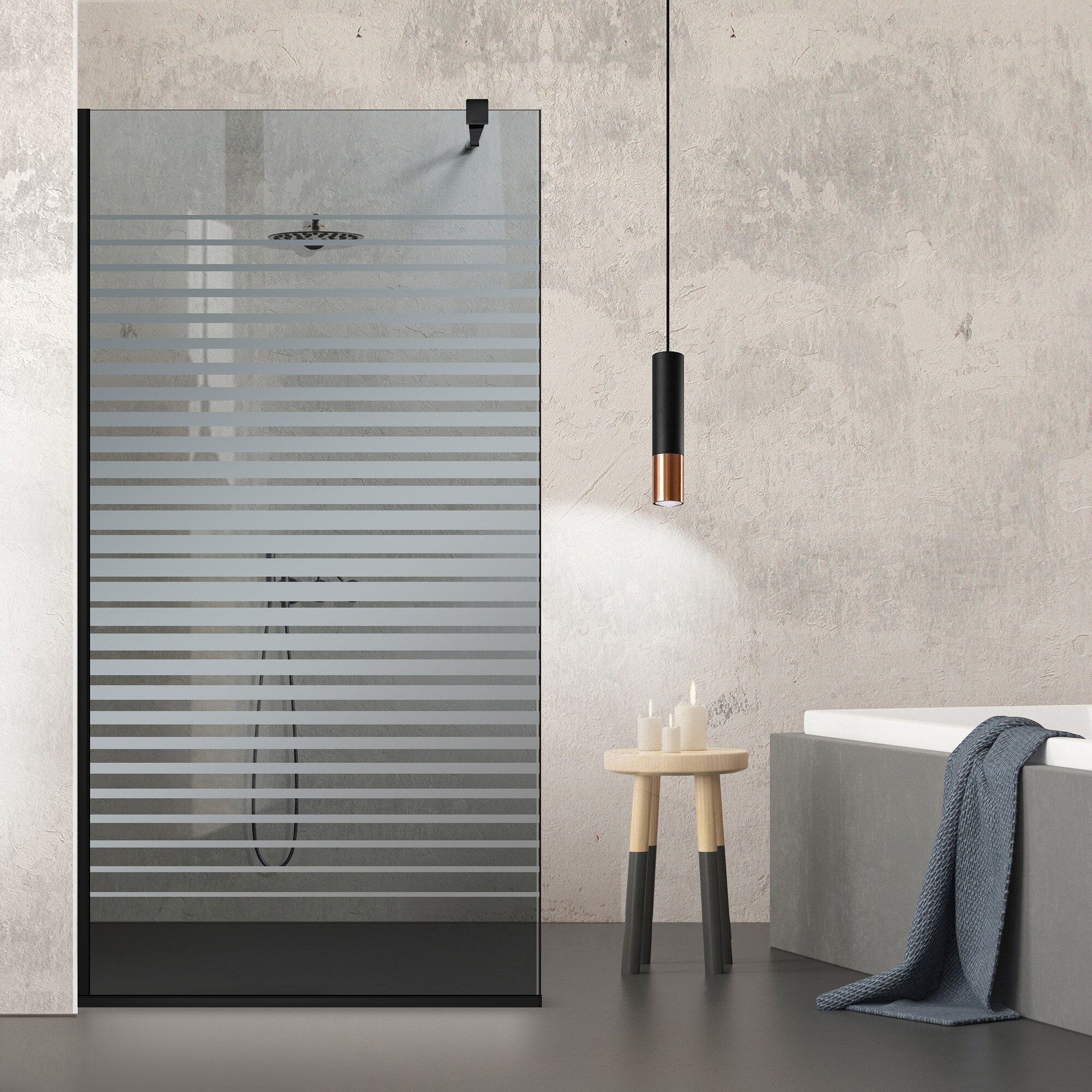 Paravan dus walk-in Aqua Roy ® Black, model Apollo incolor, feronerie ...