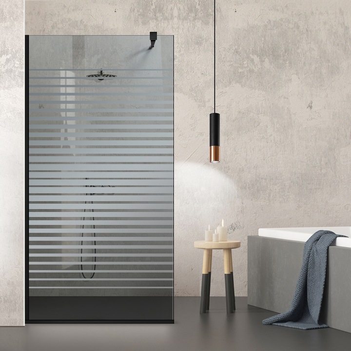 Paravan dus walk-in Aqua Roy ® Black, model Apollo incolor, feronerie ...