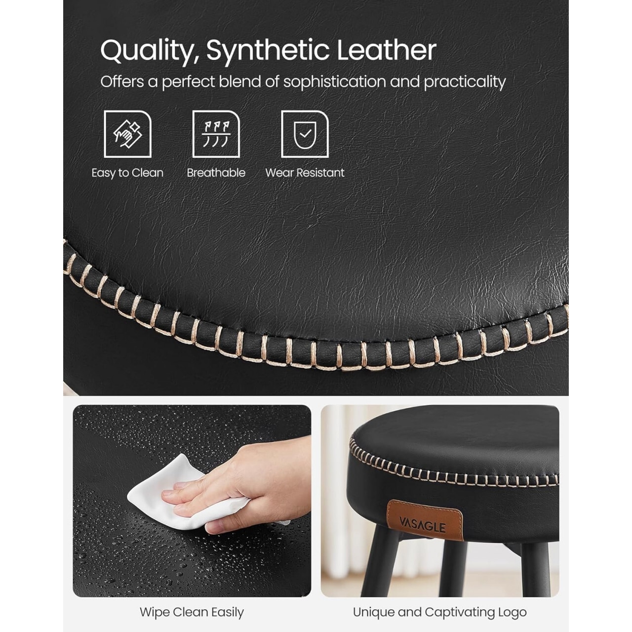 Set 2 scaune de bar Model Emberly, Negru, 49.5x49.5x63 cm - eMAG.ro