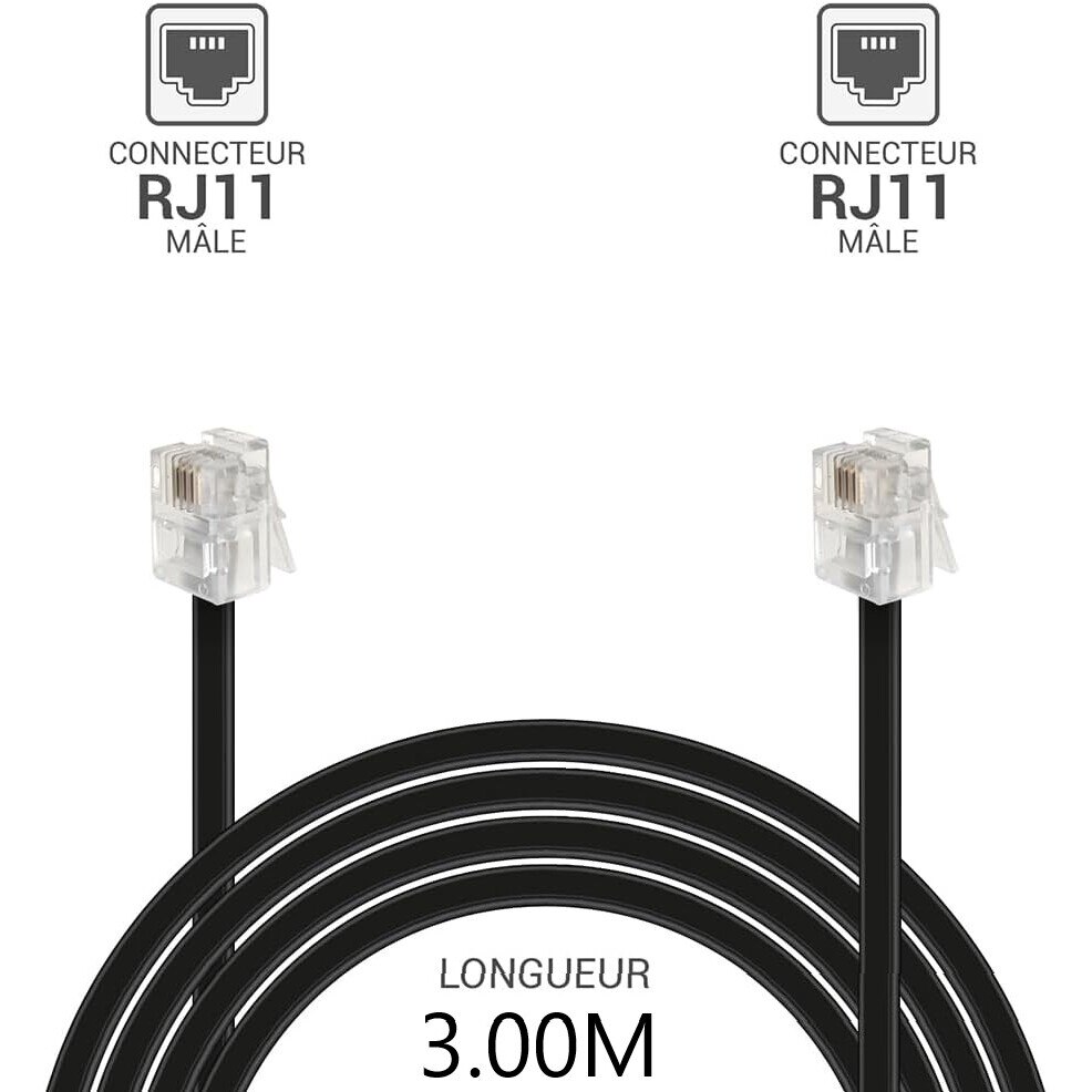 Cablu telefon RJ11 tata > RJ11 tata, 3m, negru G-Plug - eMAG.ro