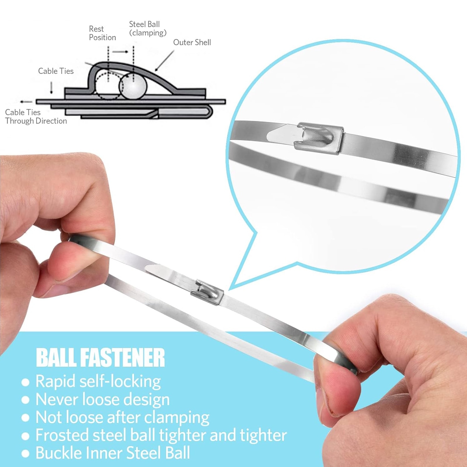 Set 100 Bucati Coliere Din Inox, Hggzeg, Reglabile, Rezistent la ...