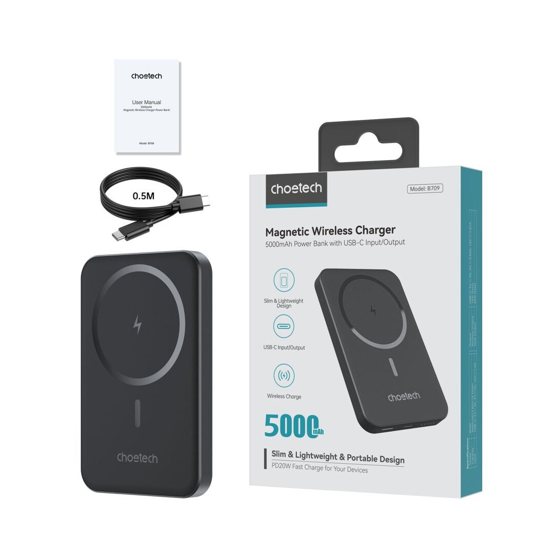 Powerbank Choetech B709 5000mAh Negru, 249908, Powerbank - eMAG.ro