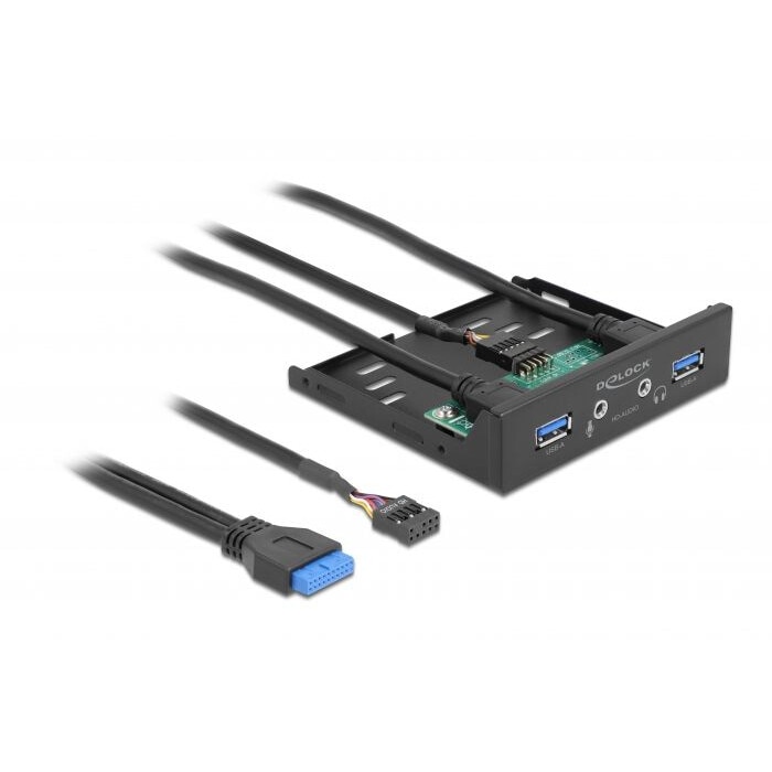 Panou frontal, Delock, 3.5", 2 x USB, HD-Audio, Negru - eMAG.ro