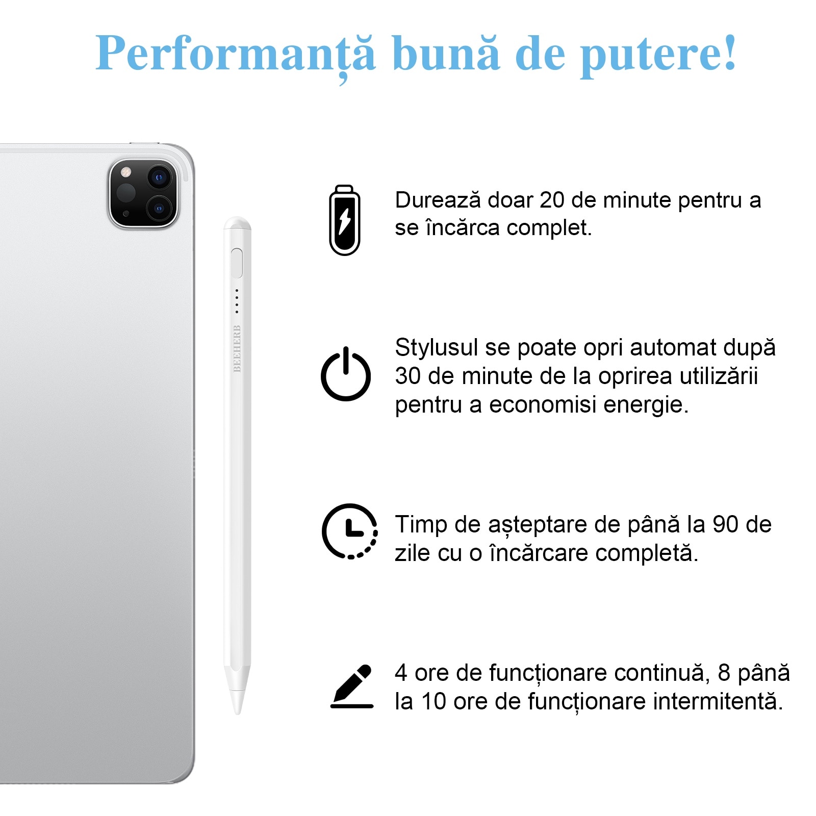 Универсална писалка Stylus, Beeherb, За мобилни телефони или таблети с ...