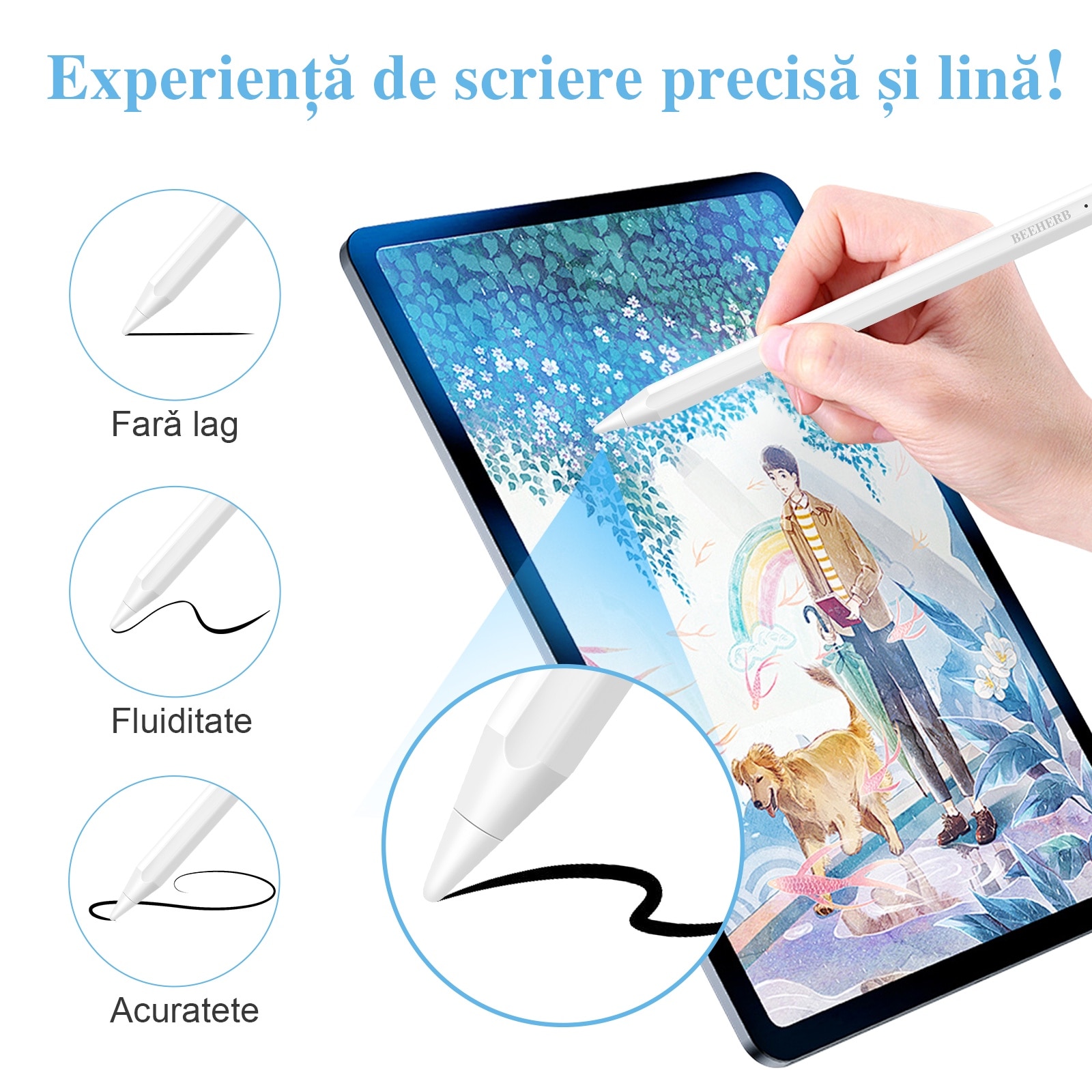 Универсална писалка Stylus, Beeherb, За мобилни телефони или таблети с ...