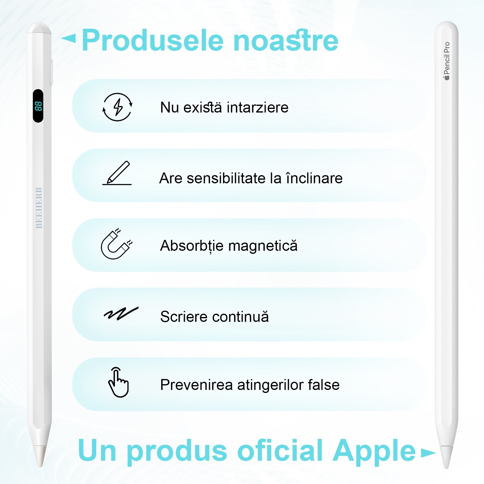 Stylus iPad Pen, Beeherb®, Pix pentru tableta iPad Apple 2018-2023 ...