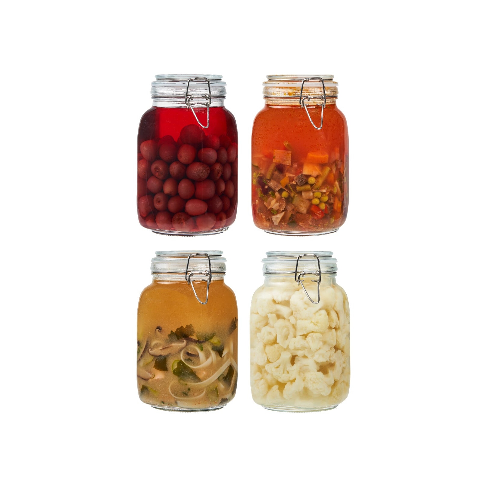 Set 4 borcane alimente, Ordino, 1.5l, sticla, inchidere etansa prin ...