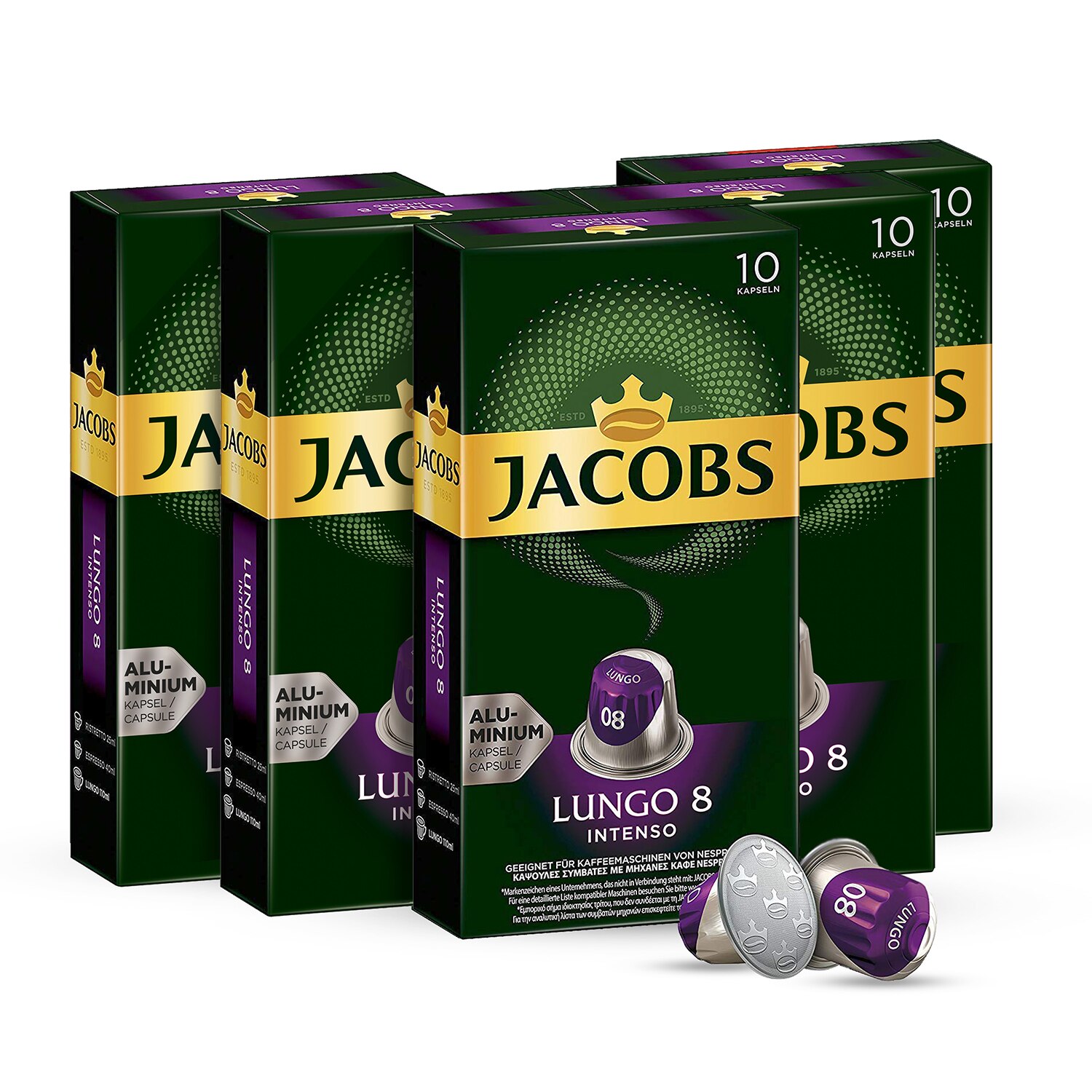 Set 5X Capsule Cafea Jacobs Lungo Intenso, intensitate 8, 50 capsule de ...
