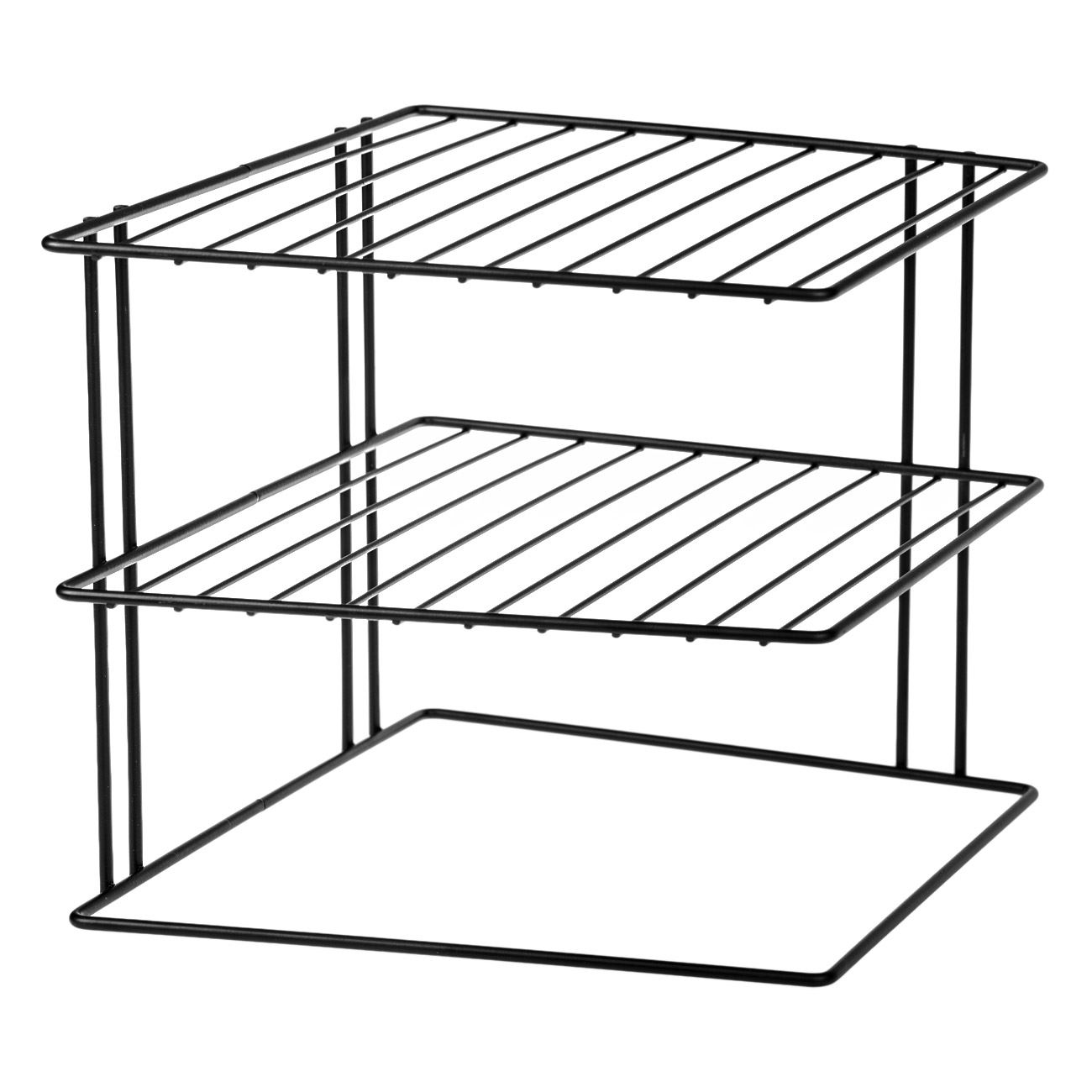 Raft organizator negru de colt cu 3 nivele 23x23x21cm - eMAG.ro