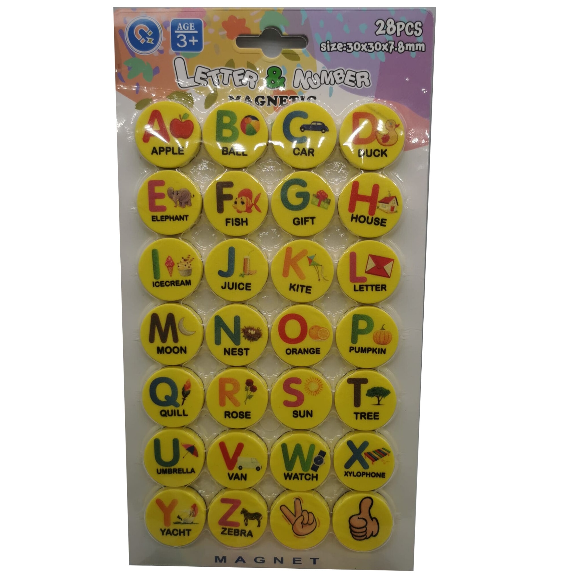 Set 28 magneti colorati pentru tabla de prezentare, Litere, 3cm ...