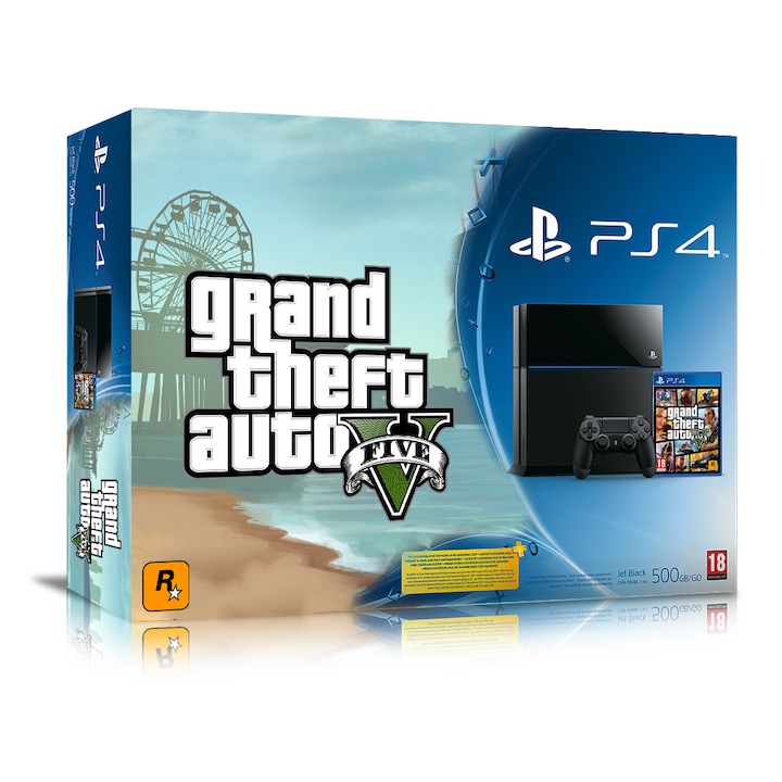 Consola Sony Playstation 4 + Joc Grand Theft Auto V - eMAG.ro