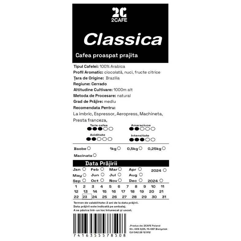 Cafea Espresso Classico, 100% Arabica, Boabe 1kg, Cafea universala din ...