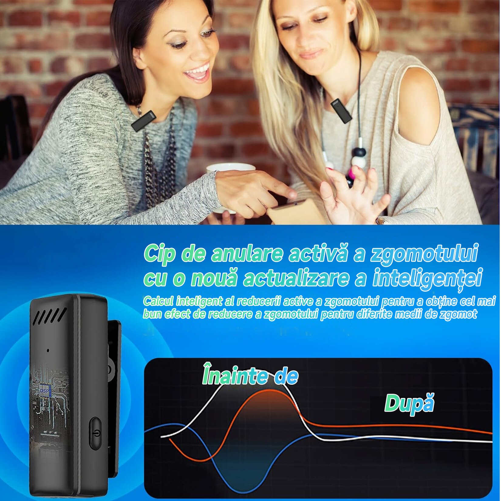 Set 2 Microfoane Lavaliera JFYU, Type C si iPhone, Microfon Wireless ...