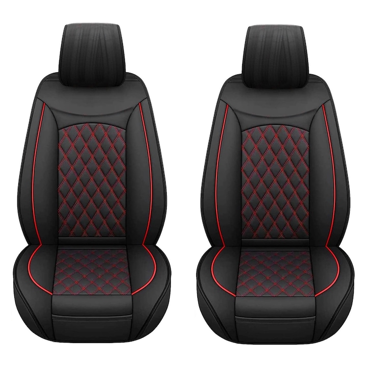 Set Huse Scaune Auto 1+1 Universale LUX Piele ecologica Textil Negru ...