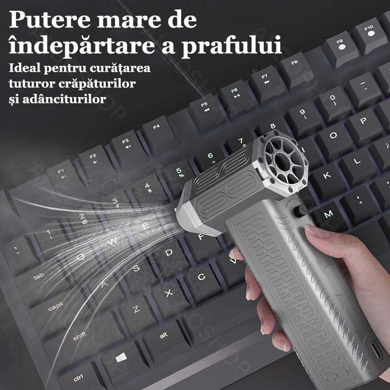 Suflanta Aer si Aspirator Fara Fir Turbo Fan, 2 in 1, portabila, 200W ...