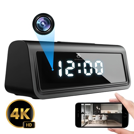 Ceas de birou cu camera ascunsa, Spionescu A21, 4K, WIFI, nocturna ...