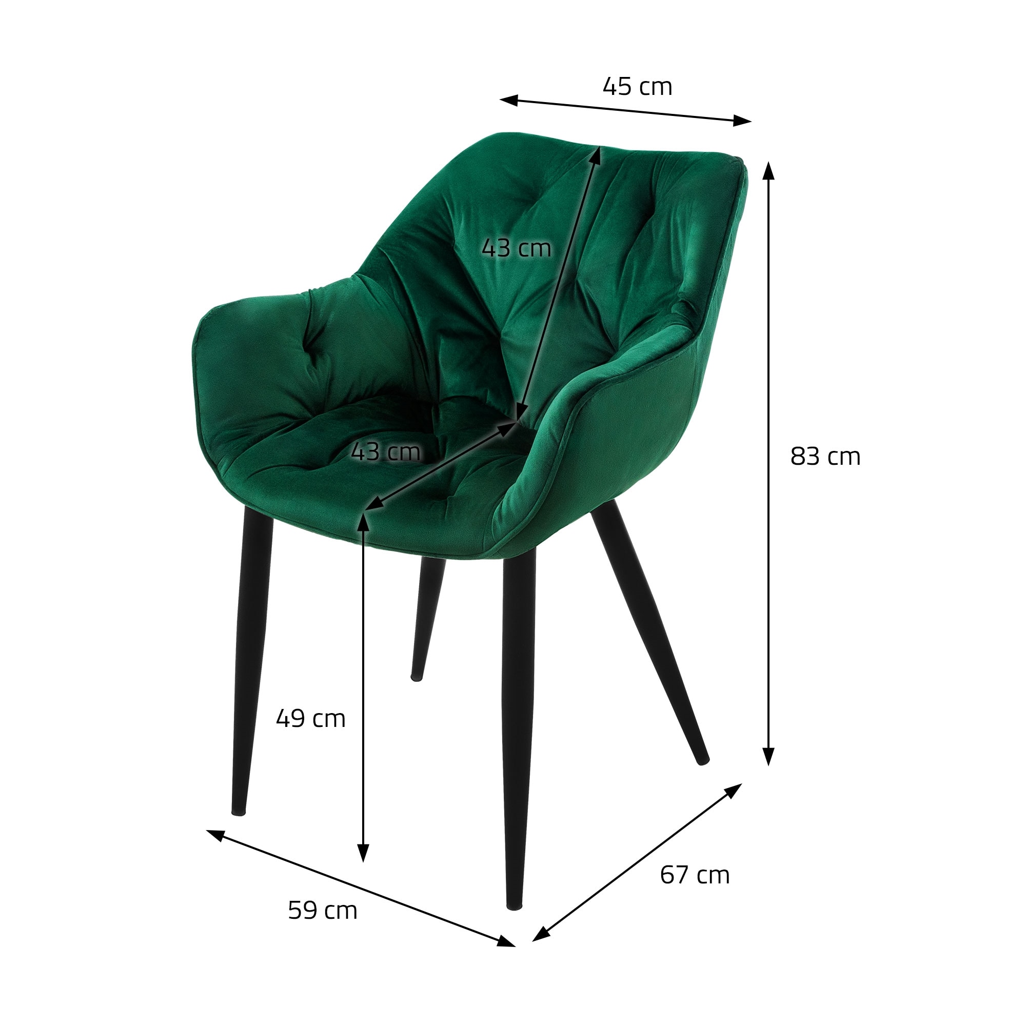 Set 6 scaune dining / living ML-Design, verde inchis, catifea, 59x67x83 ...