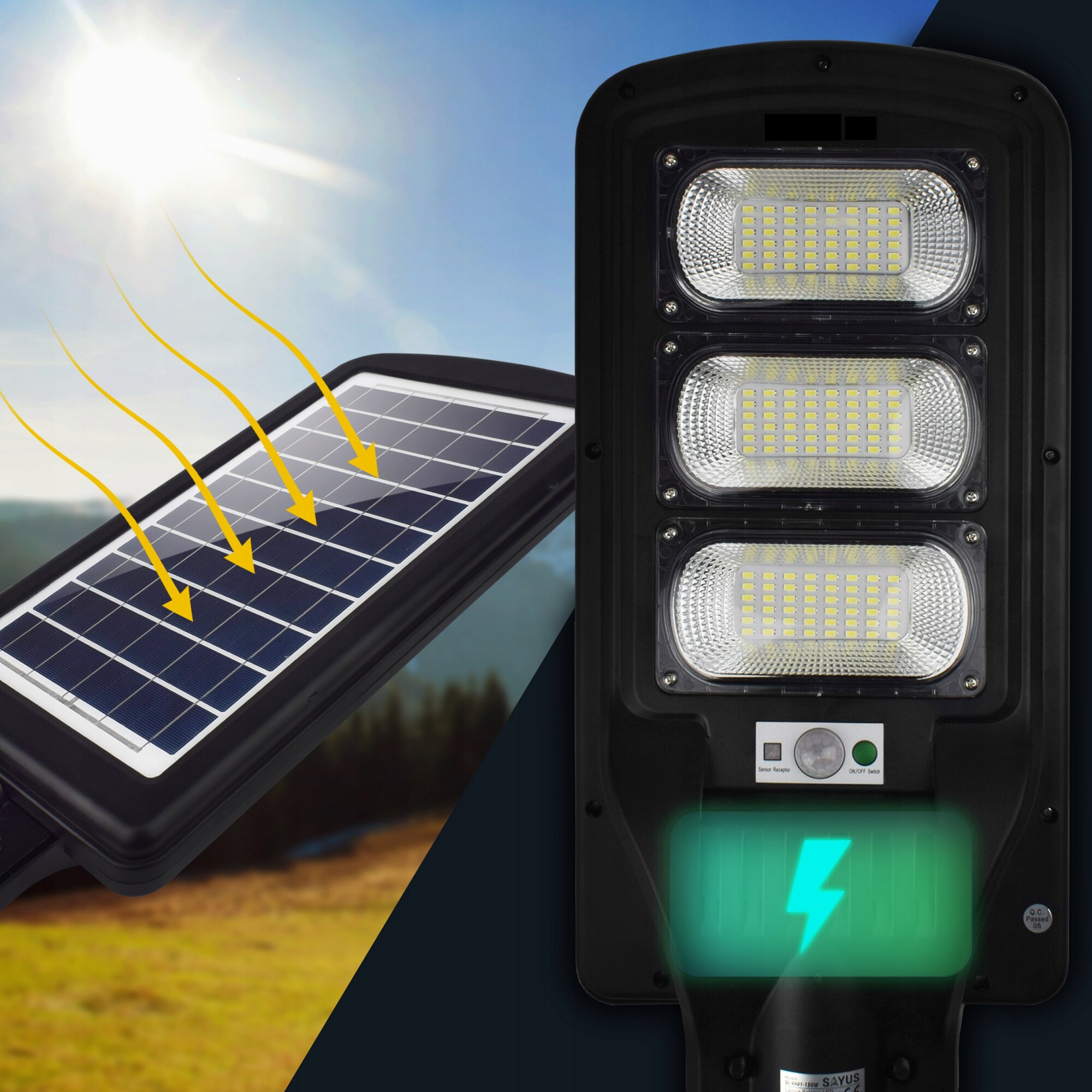 Lampa solara LED stradala puternica autonoma 1200W, IP 66, VÖGLER™ ES ...