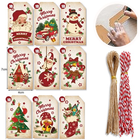 Set 100 etichete decorative colorate cu gaura si snur, usor de utilizat ...