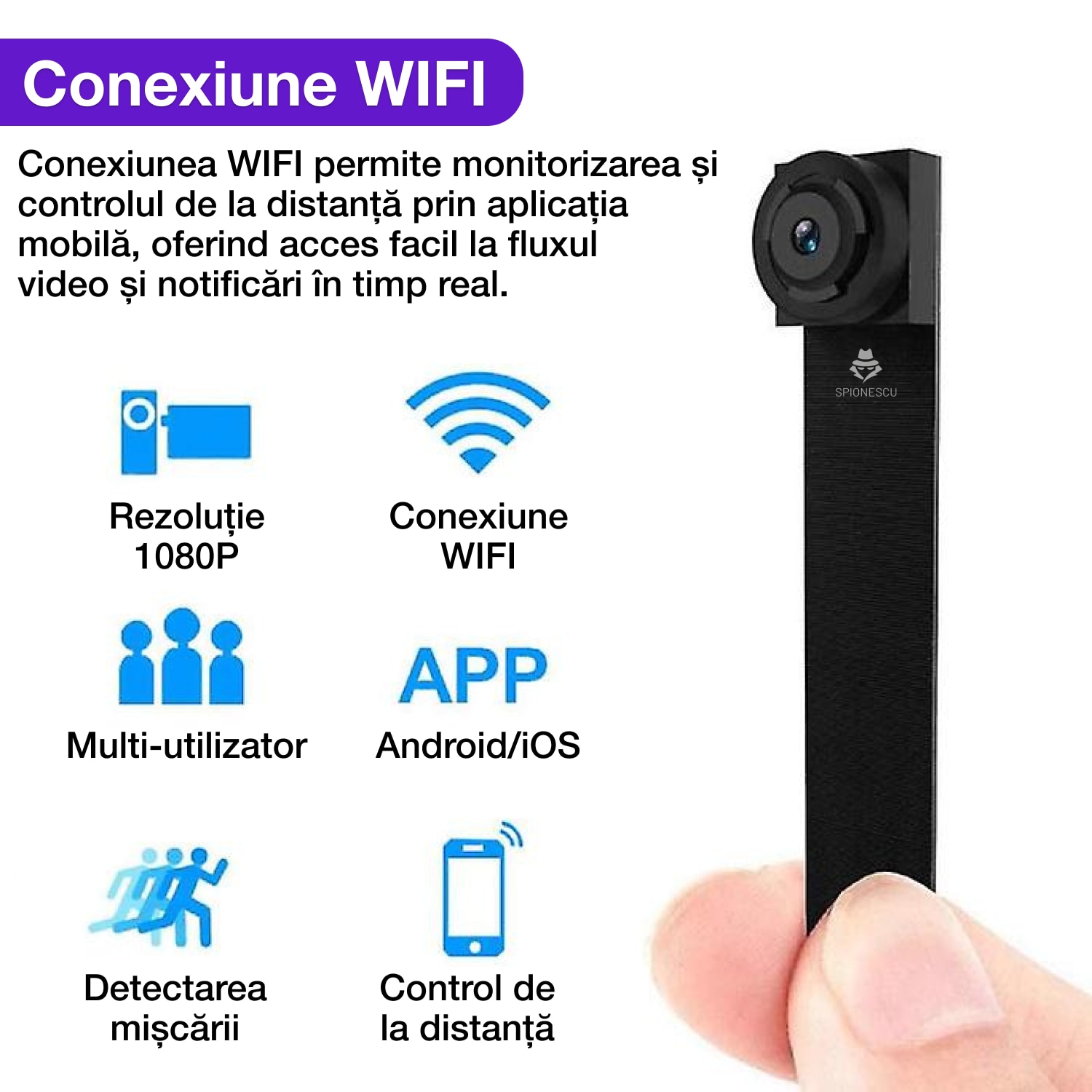 Micro camera ascunsa, Spionescu, VD06A, WIFI, detectarea miscarii ...