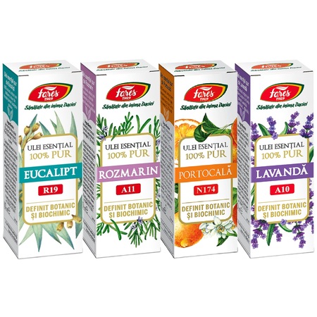 Kit 4 Uleiuri esentiale de baza 100% pure, (Eucalipt, Rozmarin, Lavanda ...
