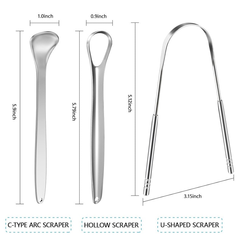 Set 3 Raclete pentru Limba din Otel Inoxidabil, Curatare Limba, Igiena ...