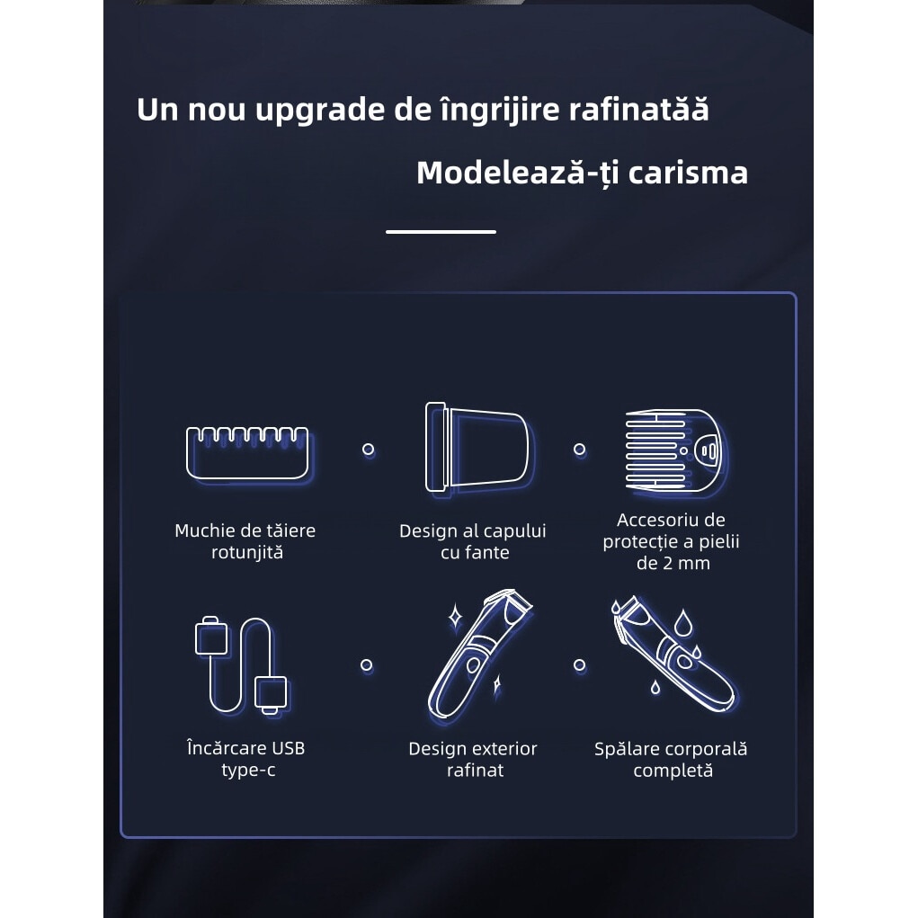 Aparat de Ras Intim Electric – Unisex, pentru Par Pubian, Subrat, Piept ...