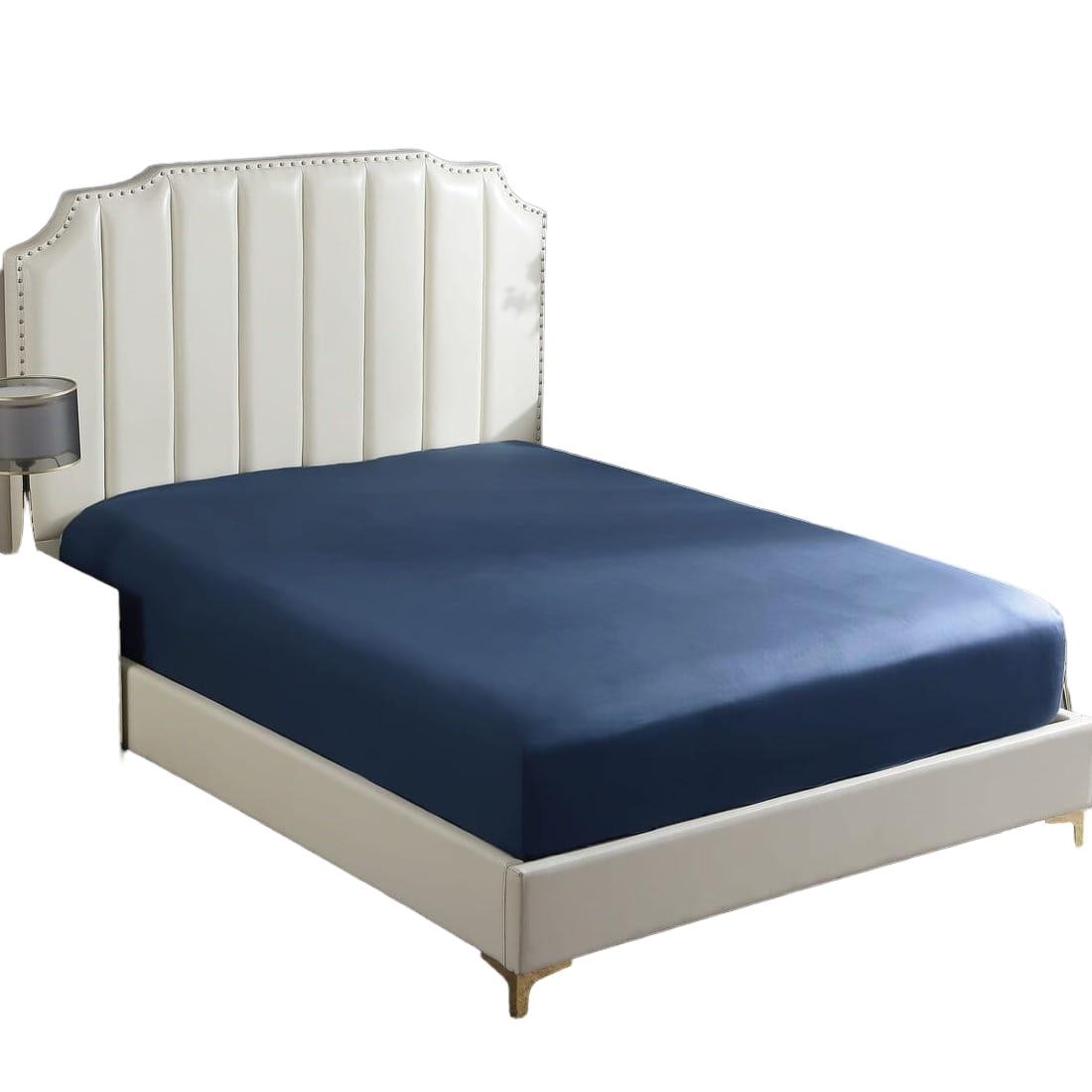 Cearceaf cu elastic, Bumbac satinat, 90x200+30 cm, Bleumarin - eMAG.ro