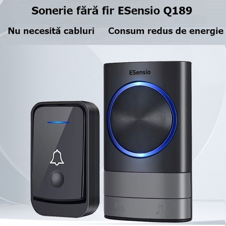 Sonerie fara fir wireless ESensio, Q189 pentru usa poarta, digitala, 52 ...