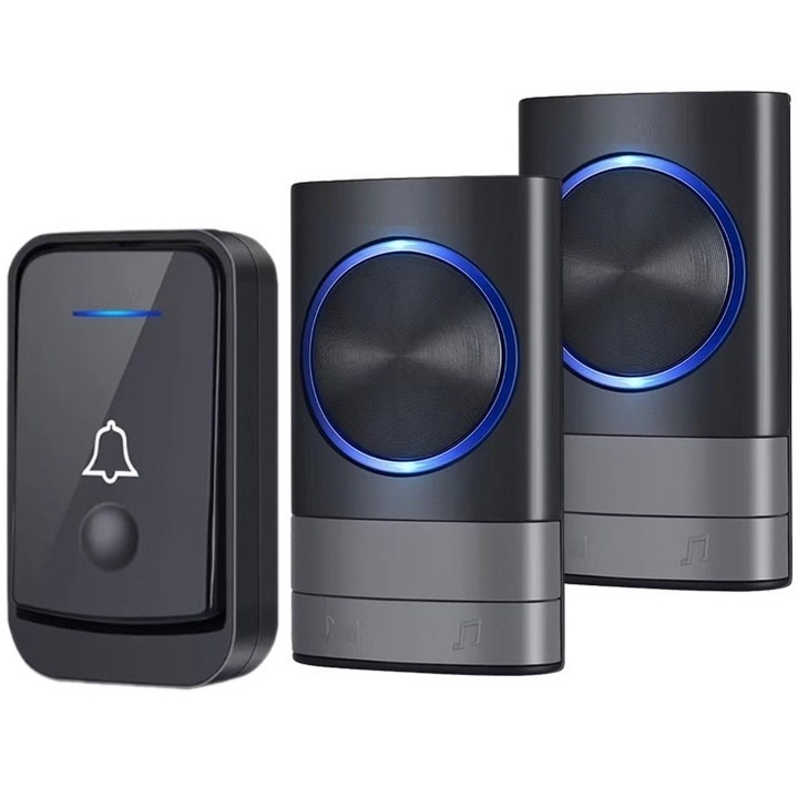 Sonerie fara fir wireless ESensio Q189-2, pentru usa poarta, digitala ...