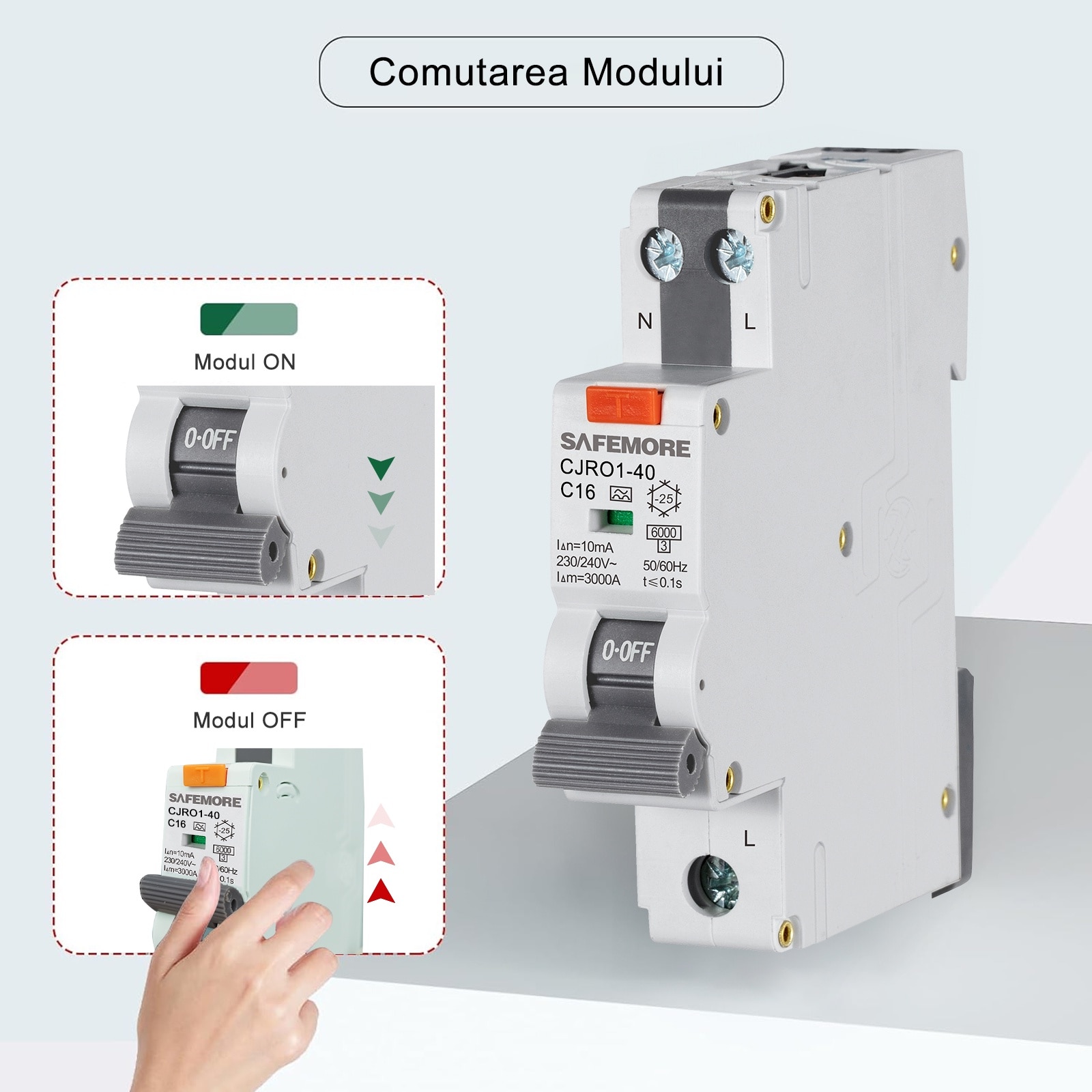 Siguranta electrica automata diferentiala, Intrerupator automat diferential SAFEMORE, RCBO 1P+N ...