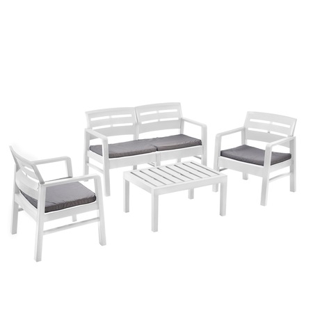 Set gradina/terasa masa 74x55x38 cm, canapea 121x58x74 cm, si 2 scaune ...