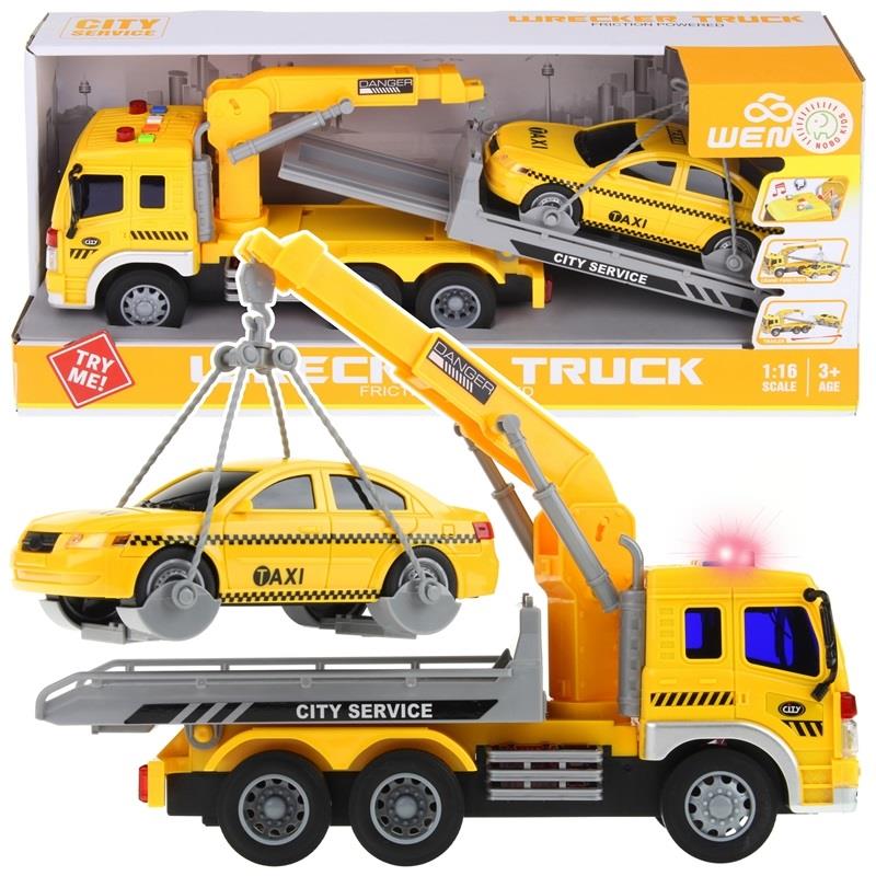 Teherautó platóval és daruval, Nobo Kids, taxi, 1:16, 30x10x14cm - eMAG.hu