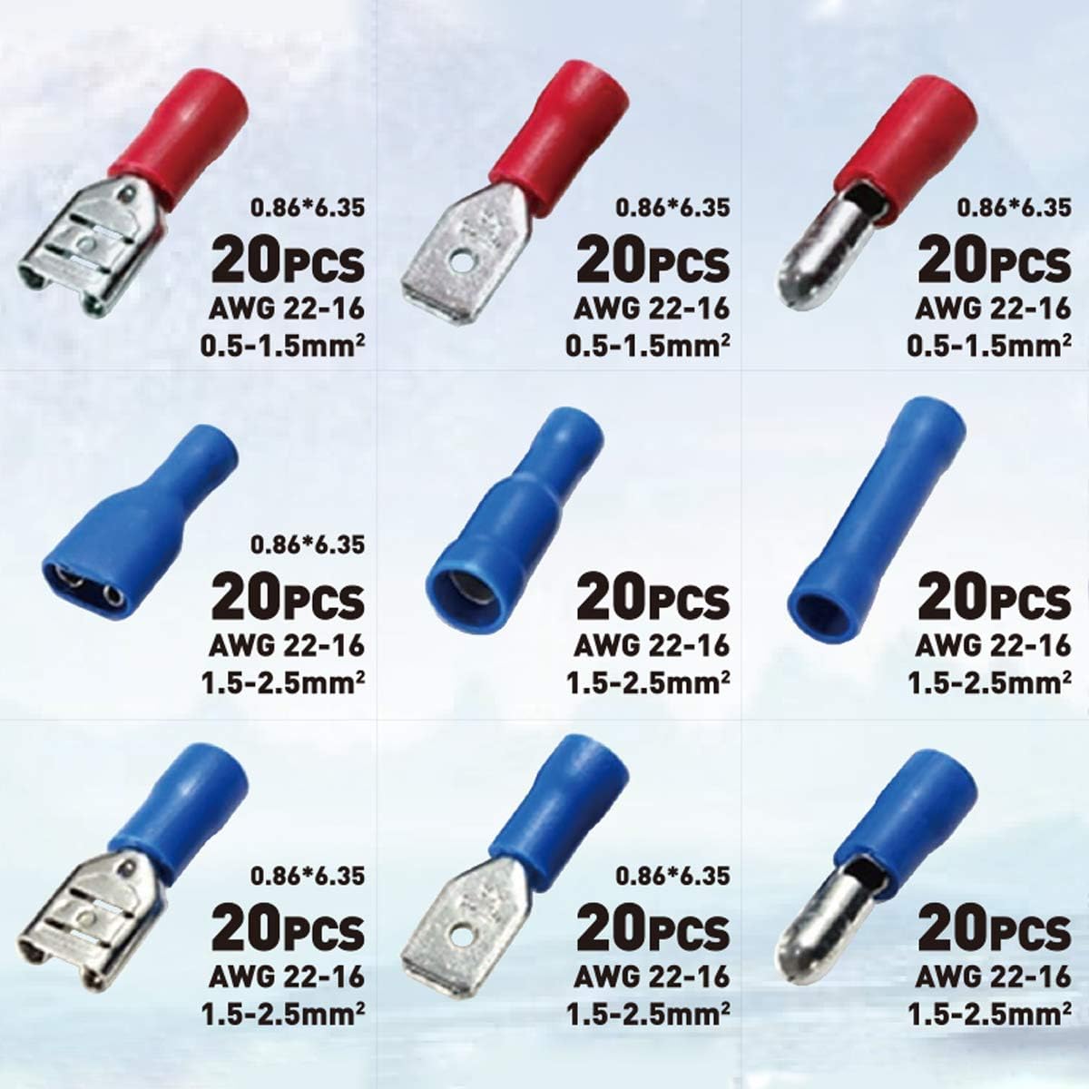 Conectori electrici Enforose, set sortiment 360 buc, alama, colorat ...