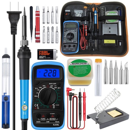 Set Pistol de Lipit Electric cu Temperatura Reglabila, 60W, Multimetru ...