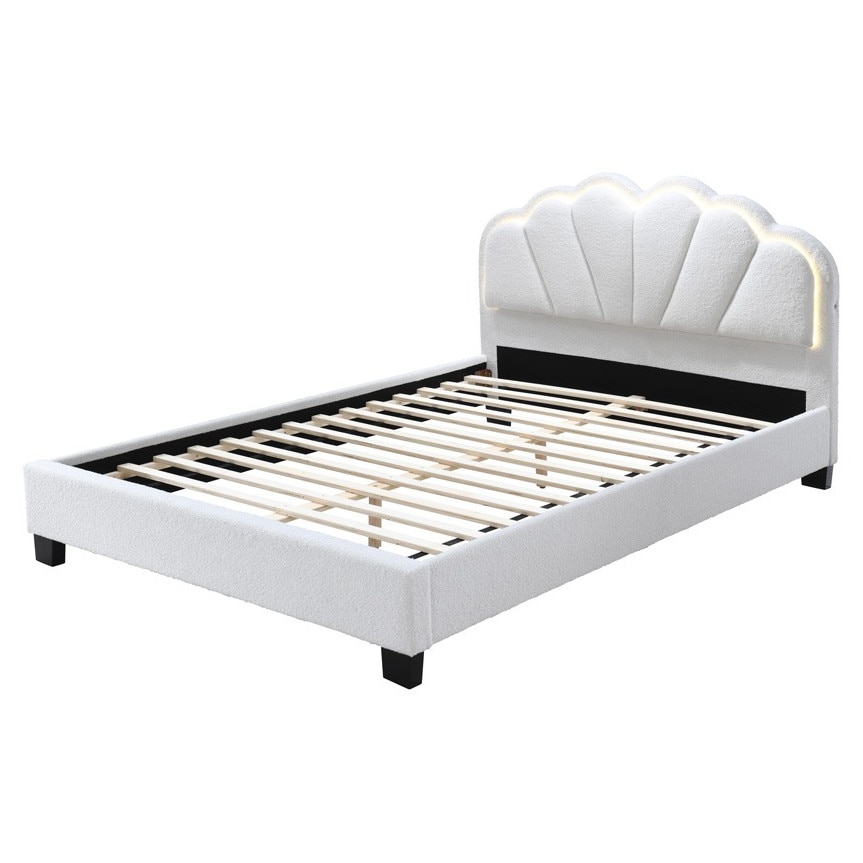 Pat tapitat Comfort 2 cu LED, 160x200, cadru din lemn cu somiera fixa ...